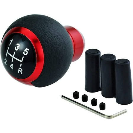Top-Max Car Gear Shifter Knob PU Leather + Alumium Alloy 5 Speed Auto ...