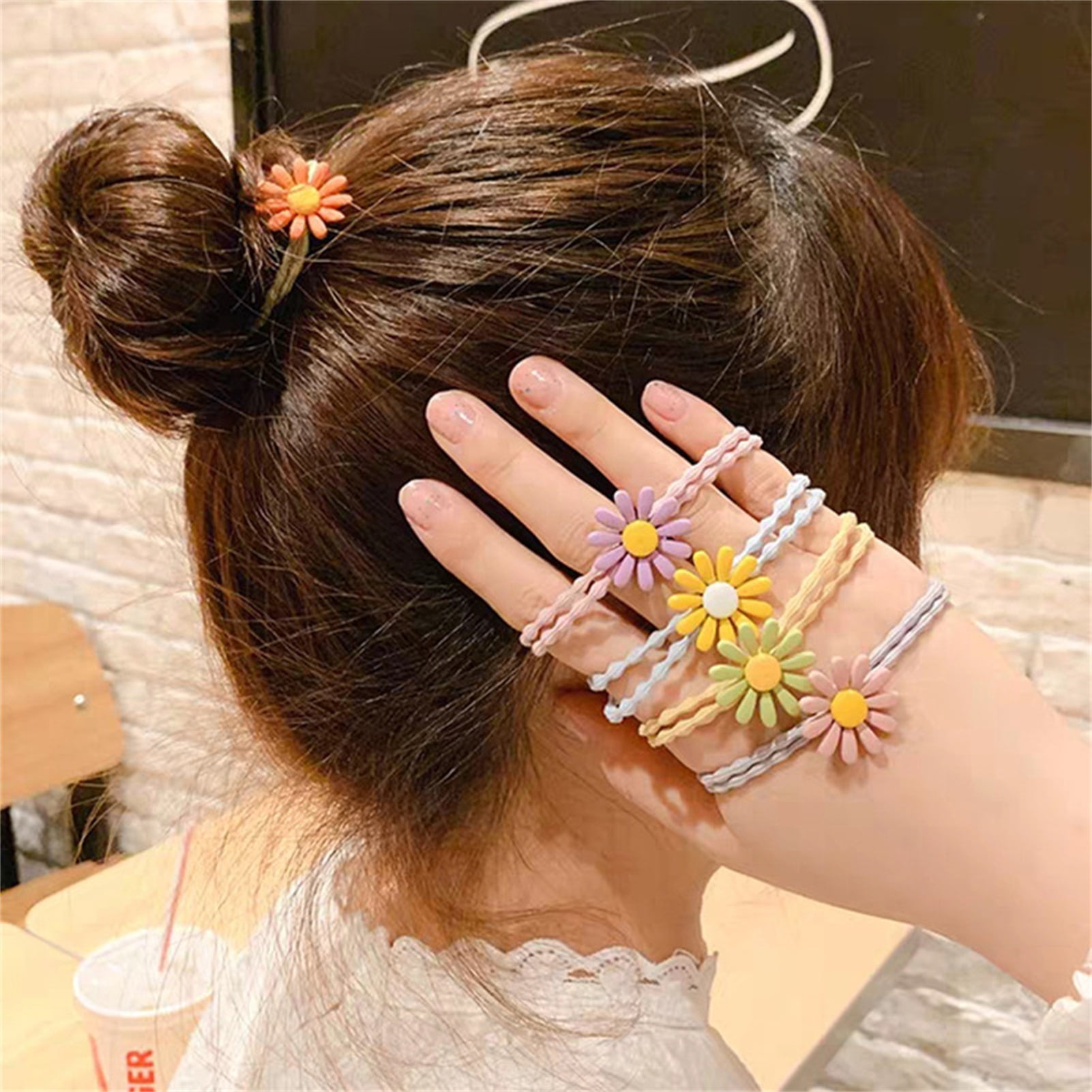 Washranp Women Hair Ties,Elastic Flower Design Knotted Hair Rope ...