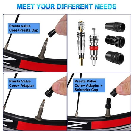 Presta Valve Core Kit French American Valve Core Adapter Valve Cap ...