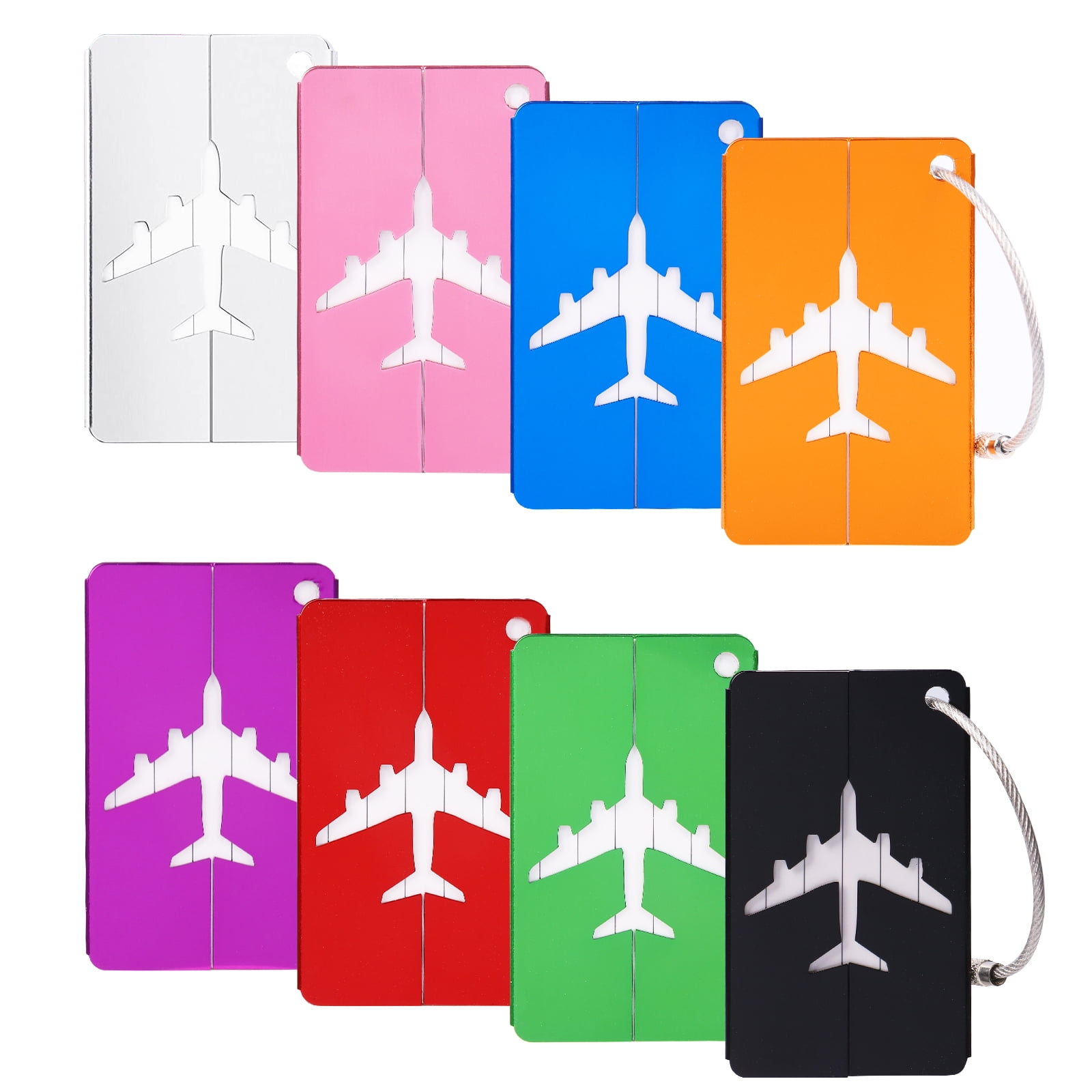8 Pieces Luggage Tags Business Card Holder Aluminium Metal Travel ID ...