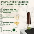 6 in Round Wood Furniture Legs, Adjustable Feet for Couch, Bed, Bench ...