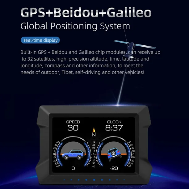 P22 HUD Clock Slope Meter GPS Speedometer Car Head Up Display On Board ...