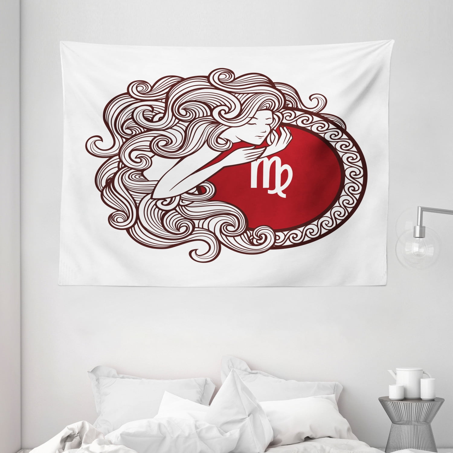 Virgo Tapestry, Vibrant Color Abstract Image Zodiac Sign Long Haired ...