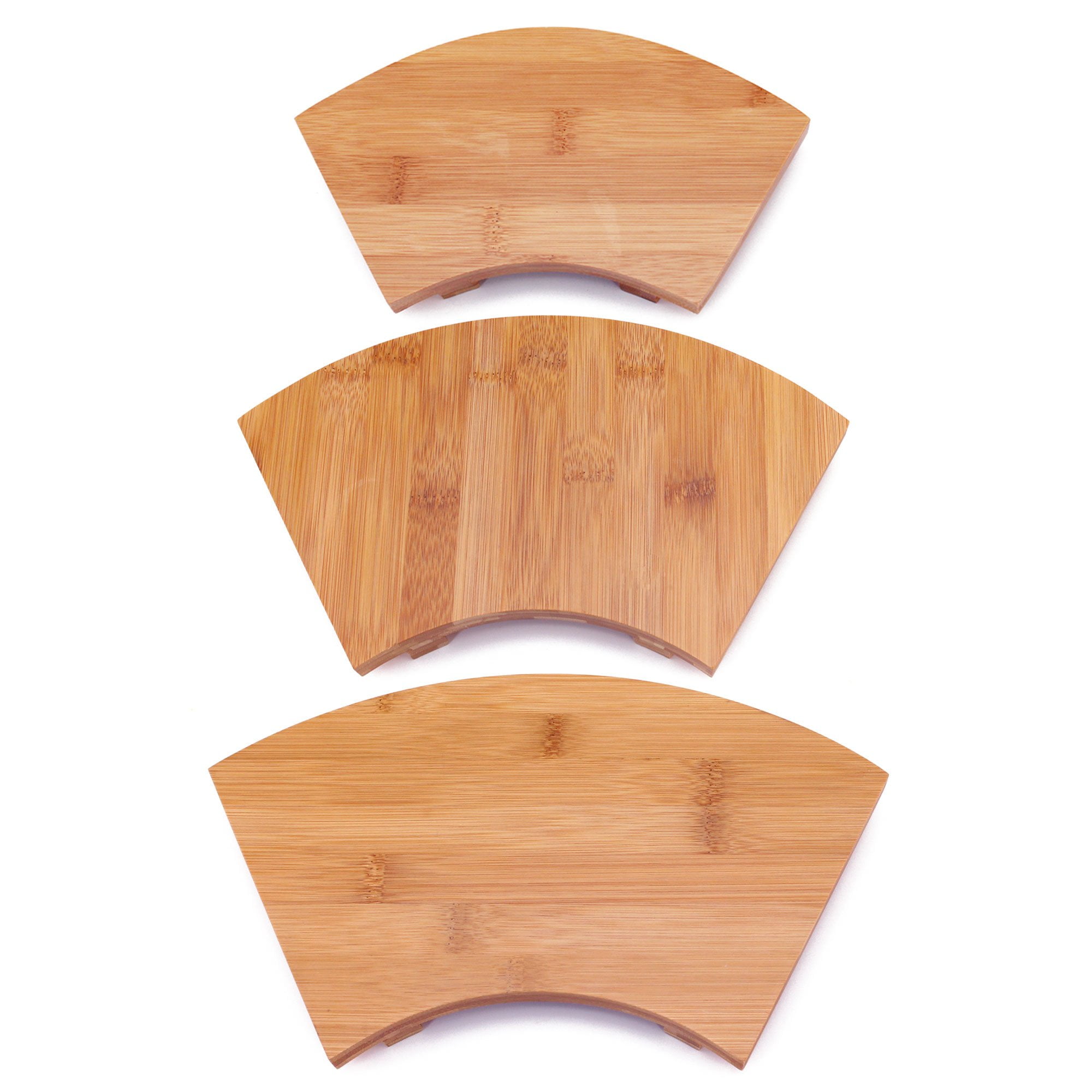 BambooMN Bamboo Sushi Platter Serving Board Trays, Fan - 3 Different ...