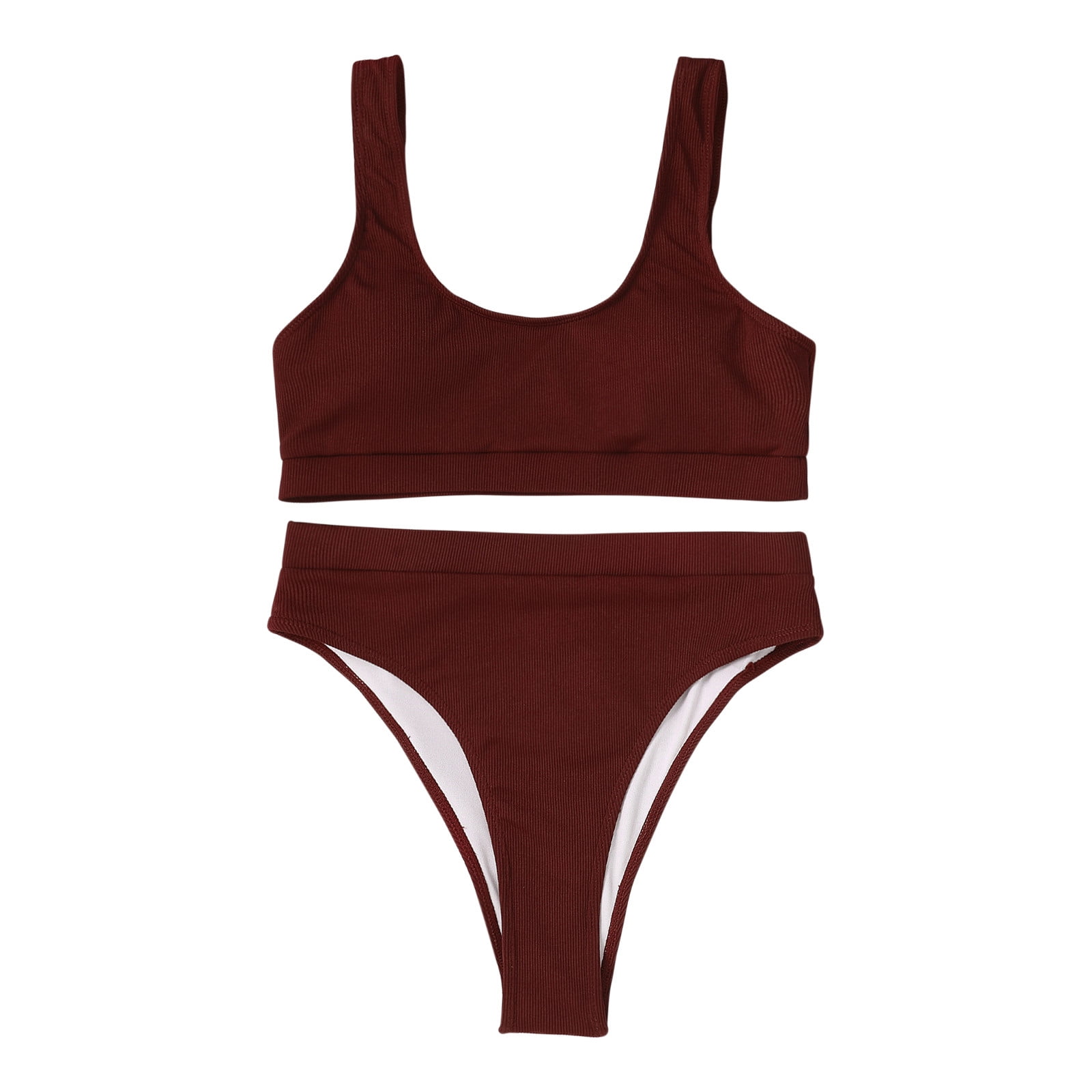 OAVQHLG3B Women's Swimsuit Two Piece Bathing Suit Solid Color Beachwear ...