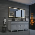 60in. W x 36in. H Oversized Rectangular Black Framed LED Mirror Anti ...
