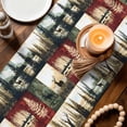 Forest Reindeer Table Runner, Country Rustic Green Red Patchwork ...