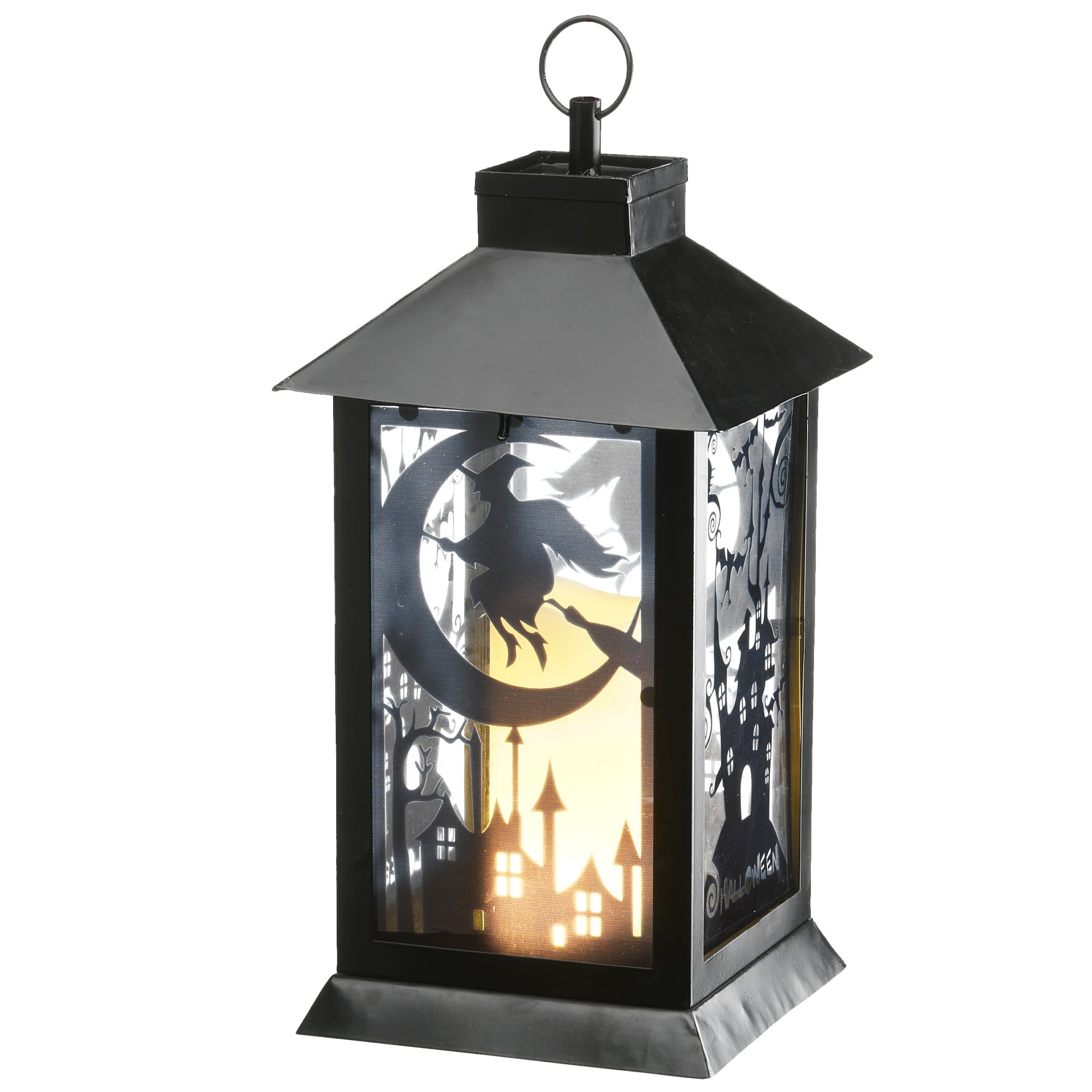 16" Black Halloween Haunted House Lantern - Walmart.com