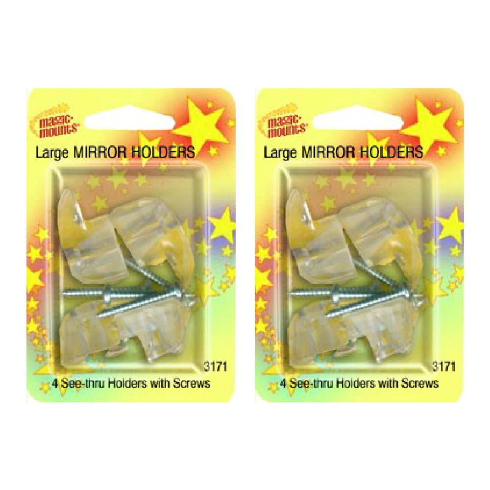 Magic Mounts 3171 Large Mirror Holders with Screws Clear 4 Count, 2 ...