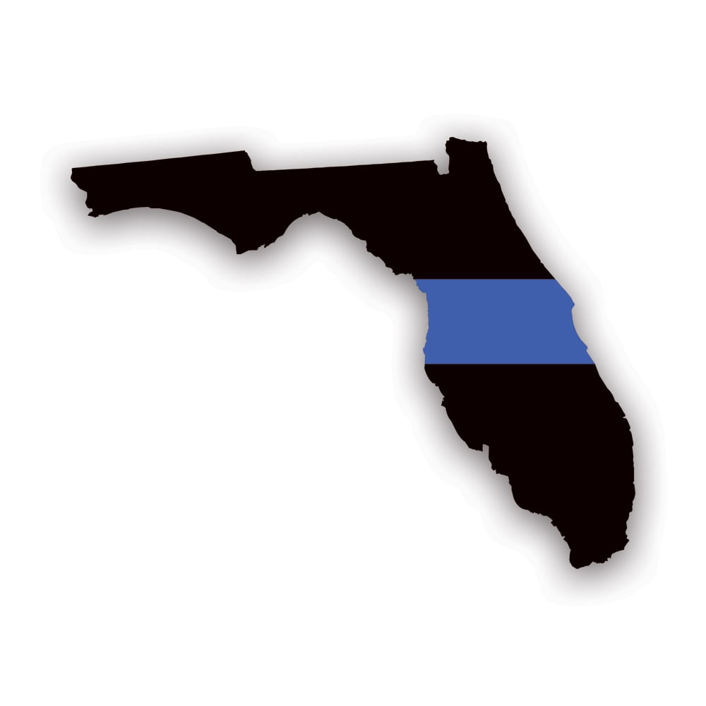 Florida State Shaped The Thin Blue Line Sticker Decal - Self Adhesive ...