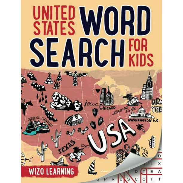 United States Word Search For Kids: Learn American States, Cities ...