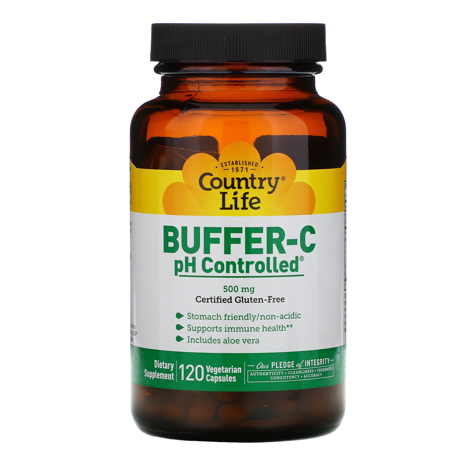 Buffer-C, pH Controlled, 500 mg, 120 Vegetarian Capsules, Country Life