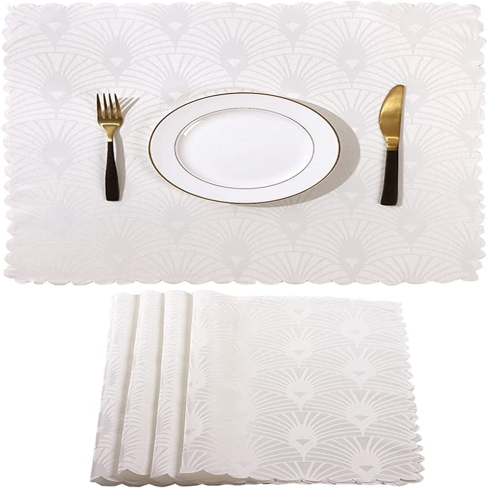 4 Pcs Waterproof Jacquard Napkin, Spill Proof Anti-Wrinkle Polyester ...