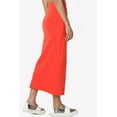 Themogan Womens Plus Side Slit Ponte Knit High Waist Mid Calf Long
