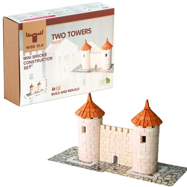 Mini bricks construction set Watchtower 300 pcs. Glue included. White ...