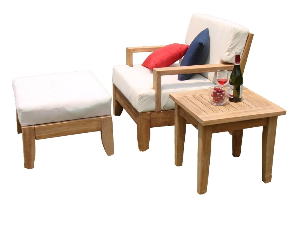 Atnas 3 Pc Lounge Chair Set: Lounge Chair, Ottoman & Side Table With ...