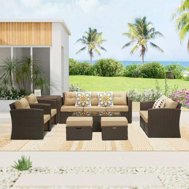 Royalcraft Outdoor Patio Furniture Set,11 Pieces Outdoor Sectional ...