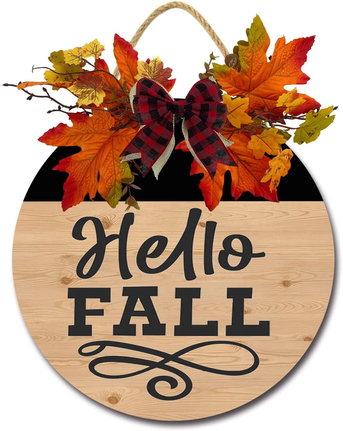 Eveokoki 11" Hello Fall Sign for Outdoor Indoor Sign, Farmhouse Wall ...