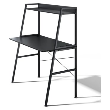 TMS Denton Vertical Metal Frame Ladder Desk, Walnut and Black Finish ...