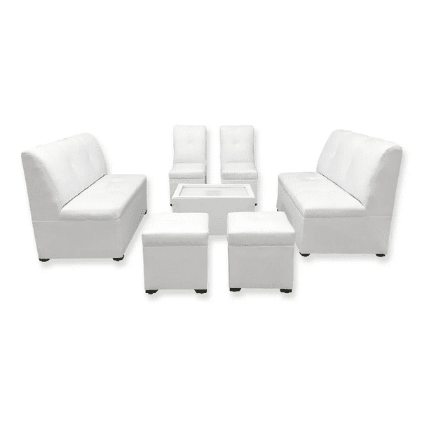 Sala Lounge Lisa Blanca Minimalista Moderna Sillones Puff Dimobeler Lisa | Bodega Aurrera en línea