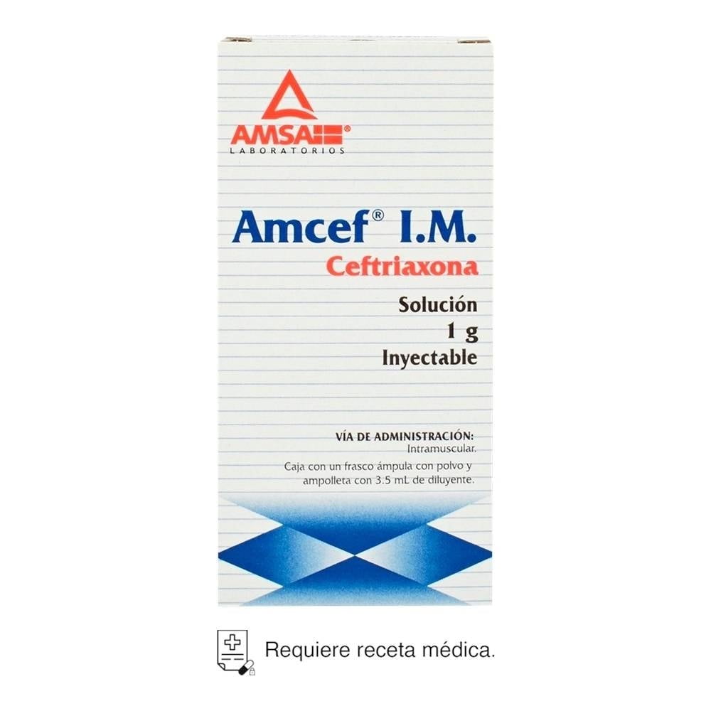 Amcef Ceftriaxona 1 g I.M. solución inyectable 3.5 ml | Walmart en línea