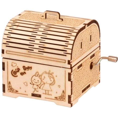 ALmi DIY Hand Crank Music Box Model 3D Wooden Puzzle Toy Self Assembly ...