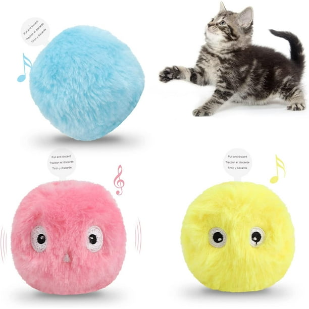 Paquete de 3 juguetes para gatos, pelotas interactivas de peluche para ...