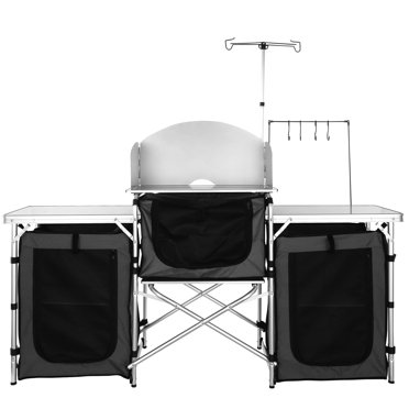 BENTISM Outdoor Foldable Camping Kitchen Table, Collapsible Aluminum ...