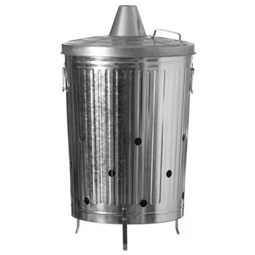 Plow & Hearth Galvanized Metal Burn Barrel - Gardening Incinerator Can ...