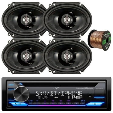 JVC KD-T910BTS Single DIN In-Dash CD Player Bluetooth USB AUX AM/FM Radio Receiver Bundle Combo ...