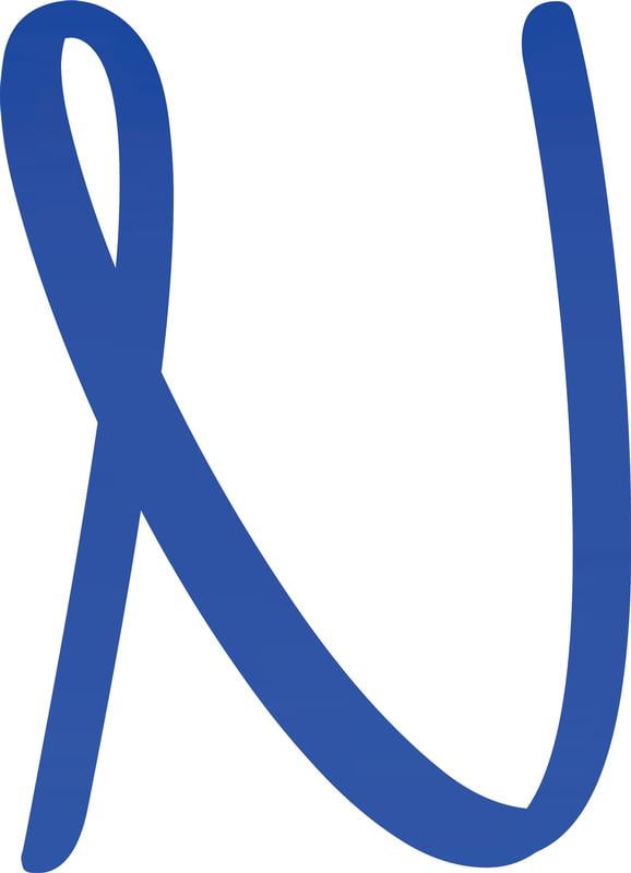 Acrylic Letter N Script, 3'' Tall Transparent Dark Blue Alphabet Craft ...