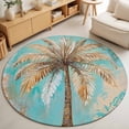 Coconut Tree 8FT Round Area Rugs for Living Room Tropical Plant Vintage ...