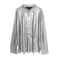Bcfgryg Mens Casual Dress Shirt Sequined Button Up Shirt Clothing Lapel ...