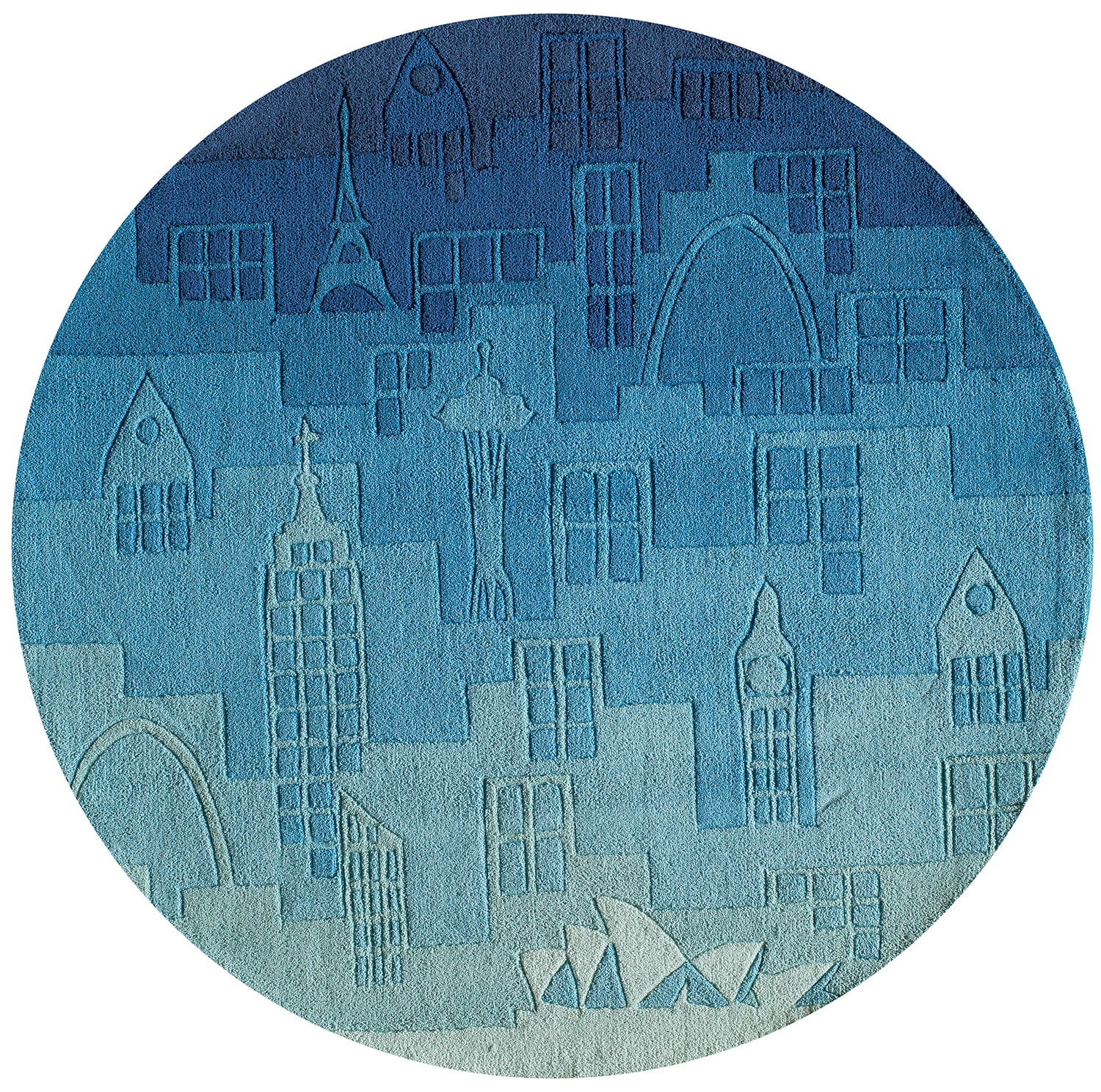 Momeni Round Novelty Town & City Modern Area Rugs, Blue - Walmart.com