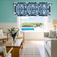 Blue Floral Window Valance Curtain Vintage Flower Frame Rod Pocket ...