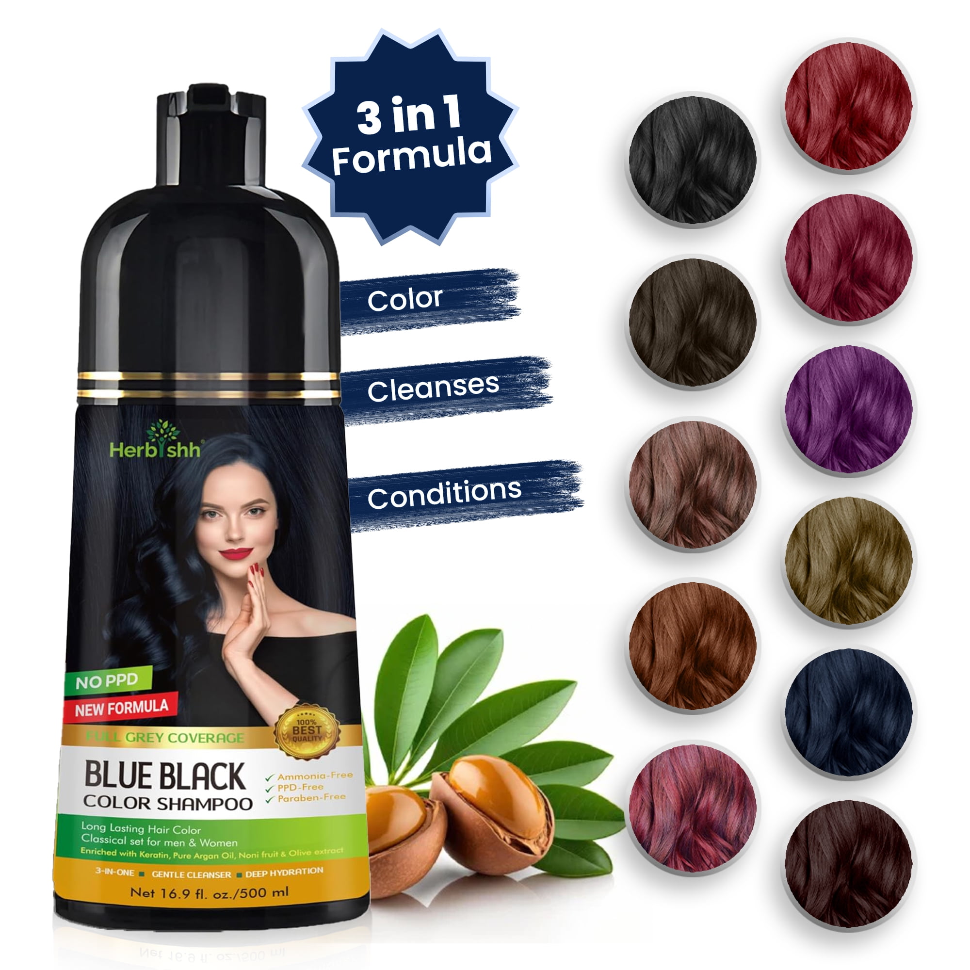 Click here for Herbishh Blue Black Hair Color Shampoo For Gray Ha... prices