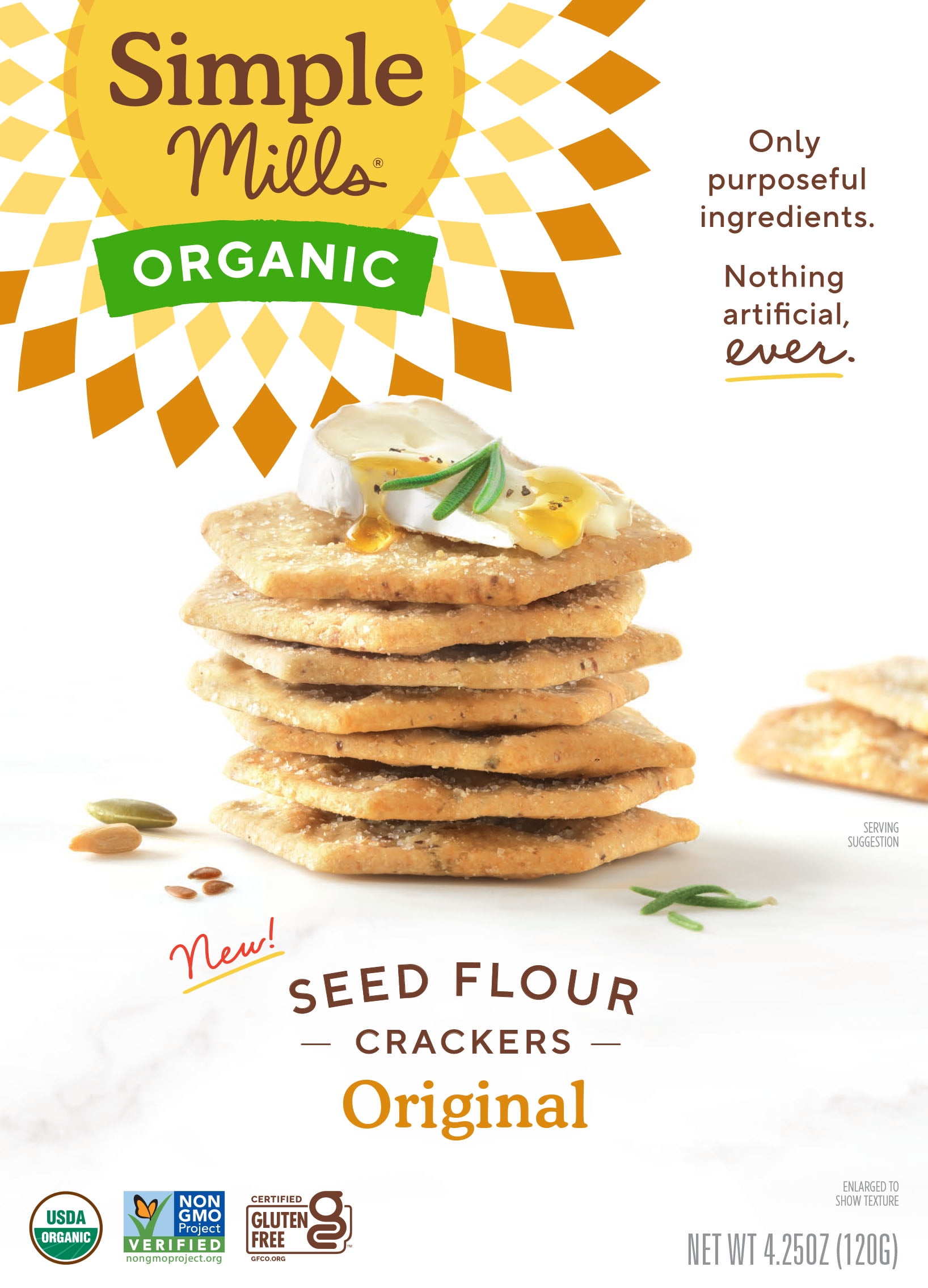 Simple Mills Organic Seed Flour Crackers, Original Sea Salt, Gluten ...