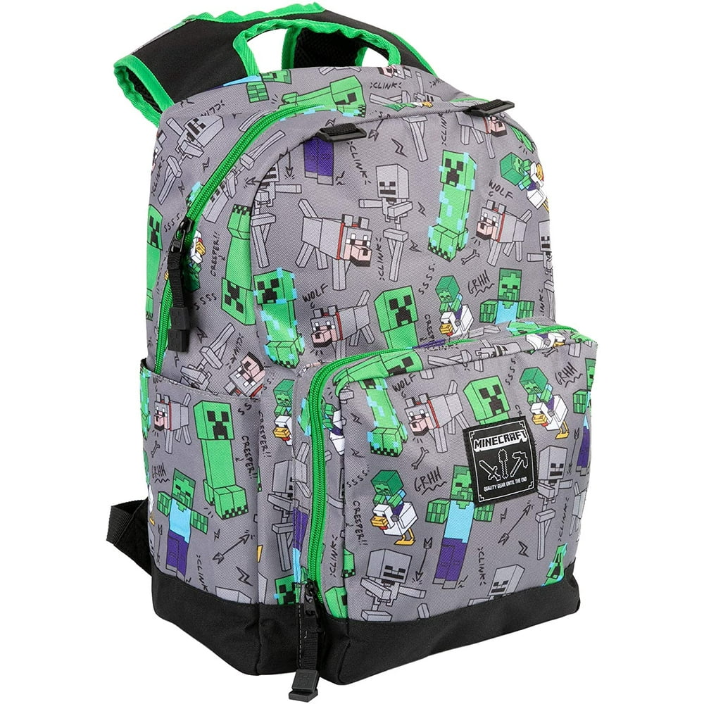 Minecraft - Minecraft Backpack 17 inch Grey Overworld - Walmart.com ...
