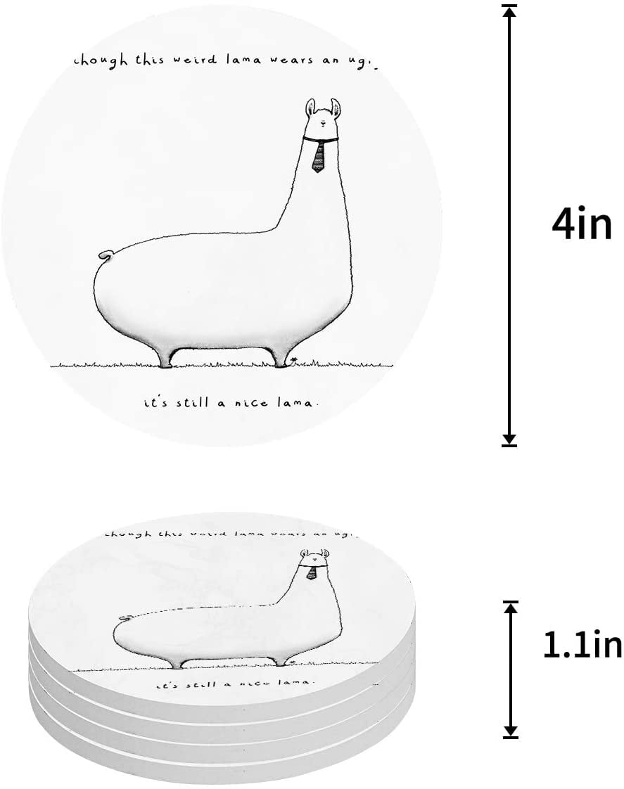FMSHPON It Still a Nice Lama Alpaca Set of 8 Round Coaster for Drinks ...