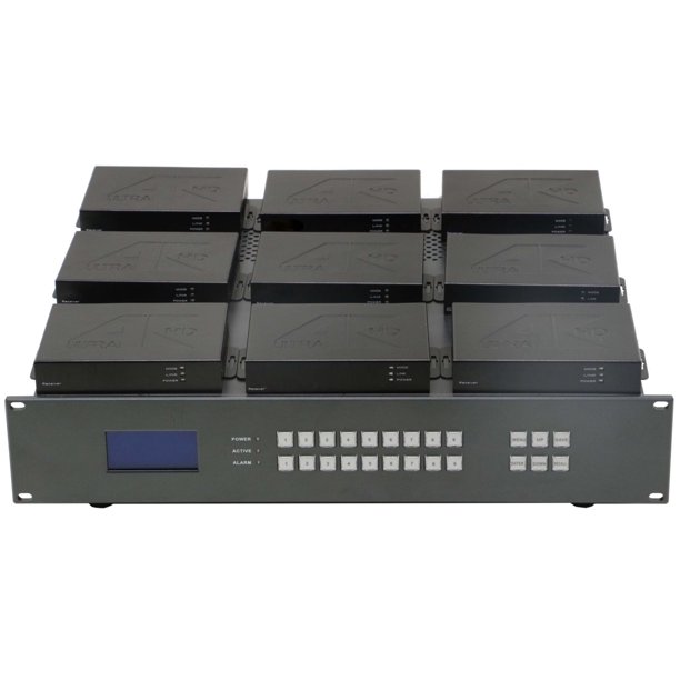 4K 9x9 HDMI Matrix HDBaseT Router w/9-HDBaseT Receivers & iPad/Android ...