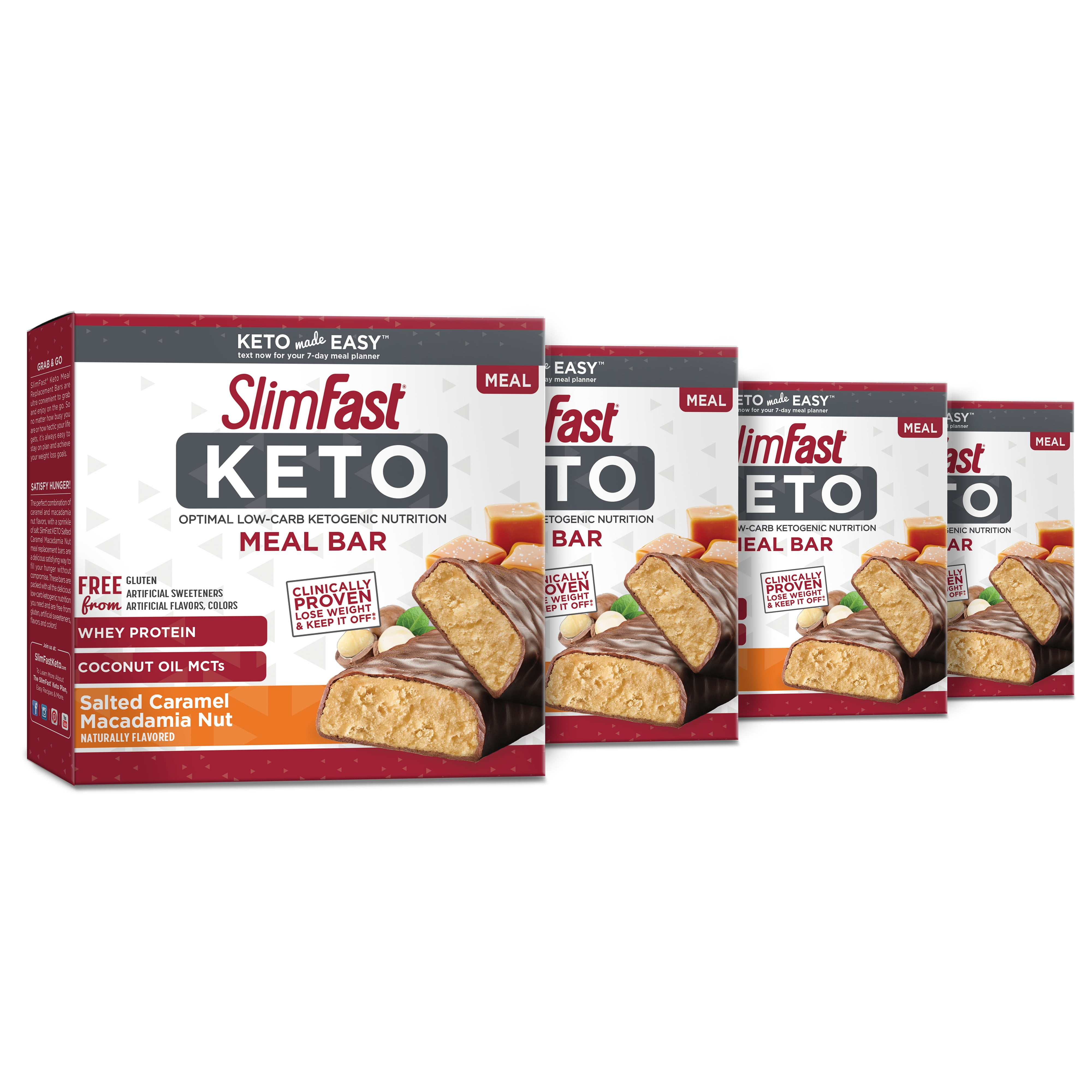 SlimFast Keto Meal Replacement Bar, Salted Caramel Macadamia Nut, 5 ...