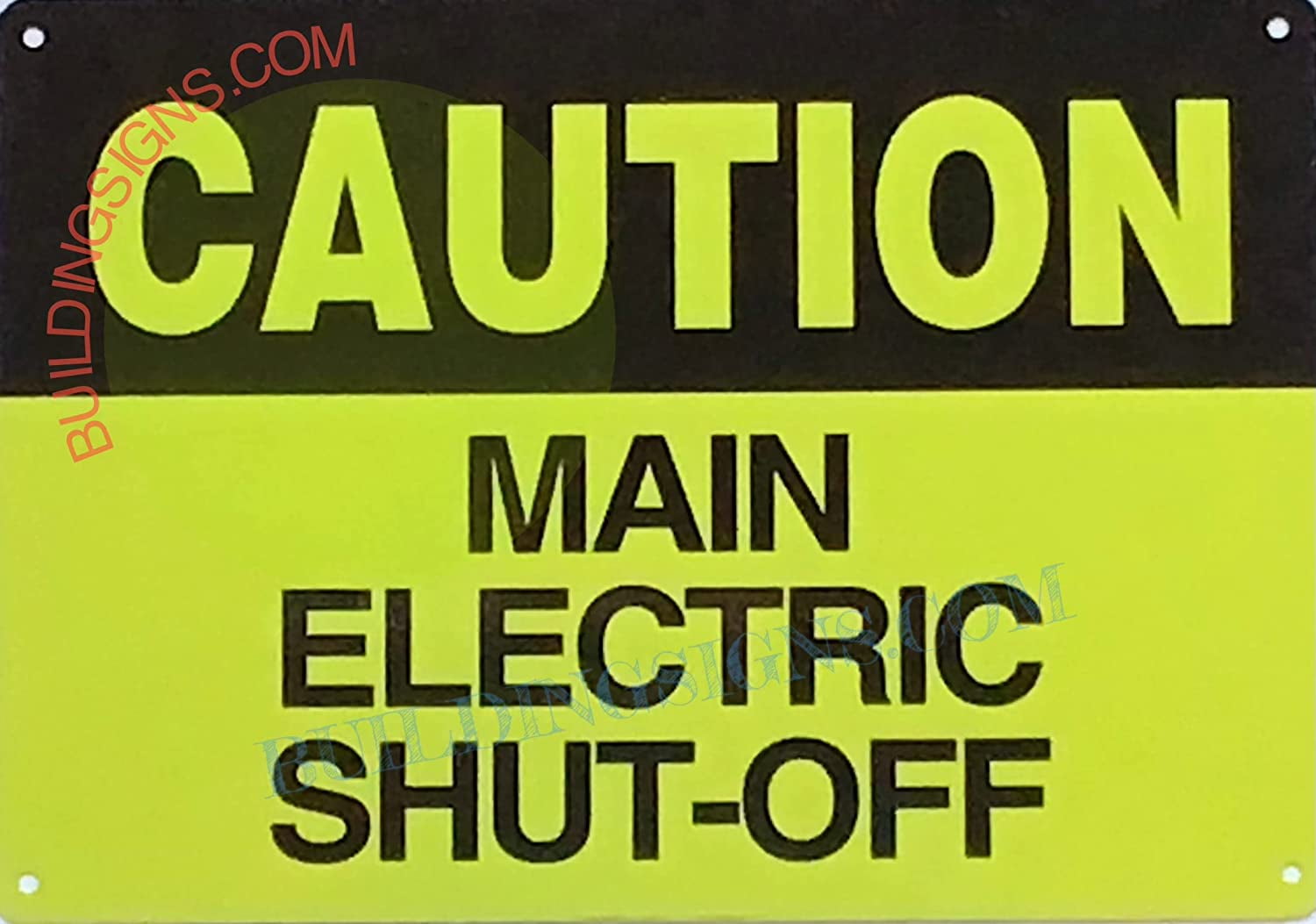 Caution: Main Electric Shut-Off Sign (Reflective, Aluminium, Yellow ...