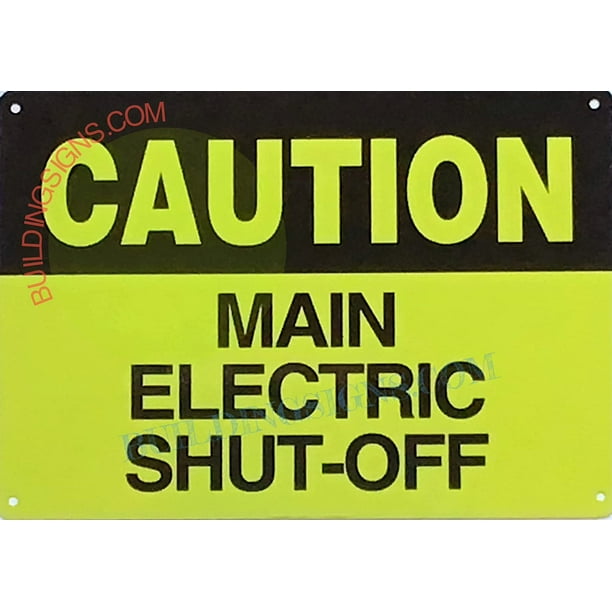 Caution: Main Electric Shut-Off Sign (Reflective, Aluminium, Yellow ...