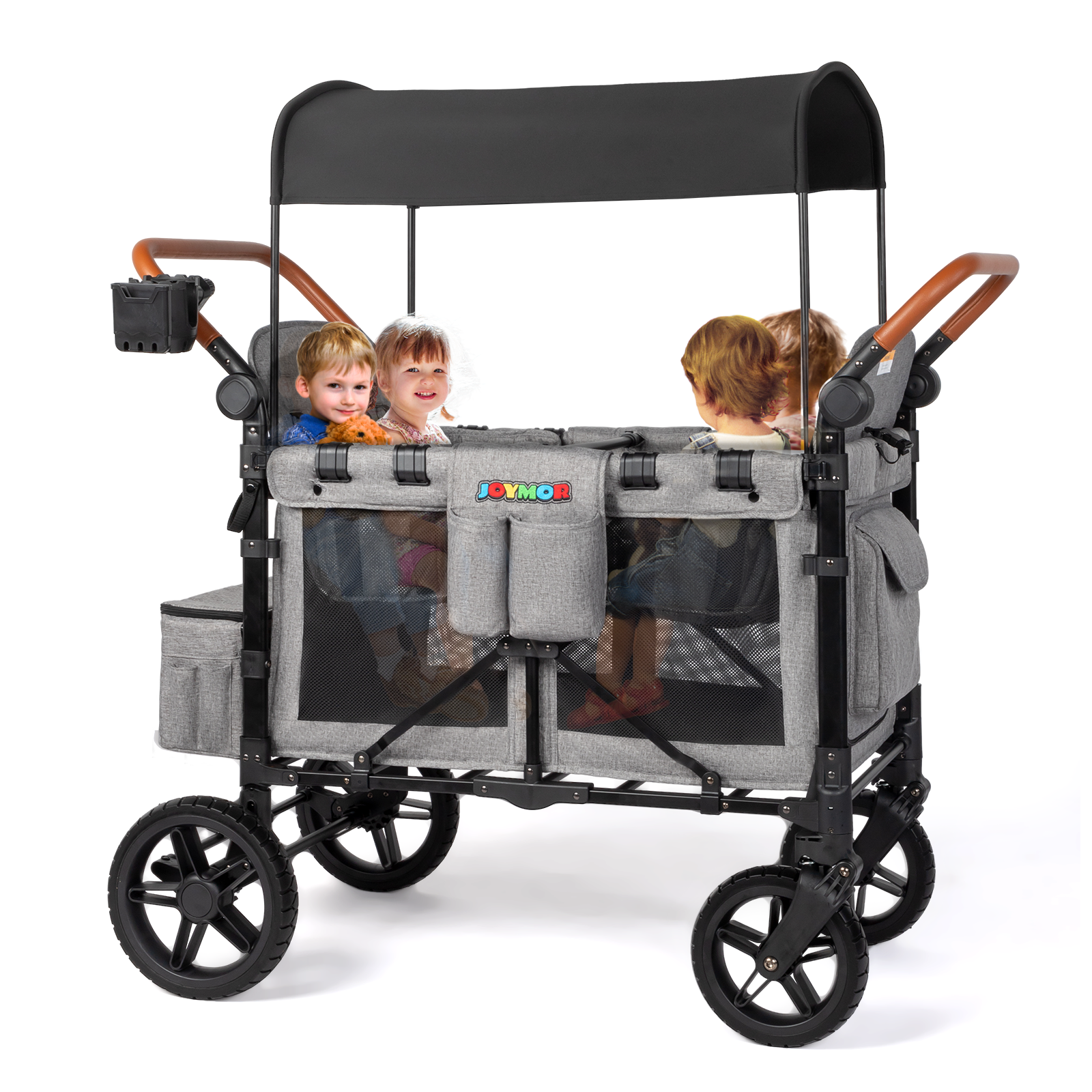 JOYMOR Quad Deluxe Stroller Wagon for 4 Kids, Bus Seating High Seat ...