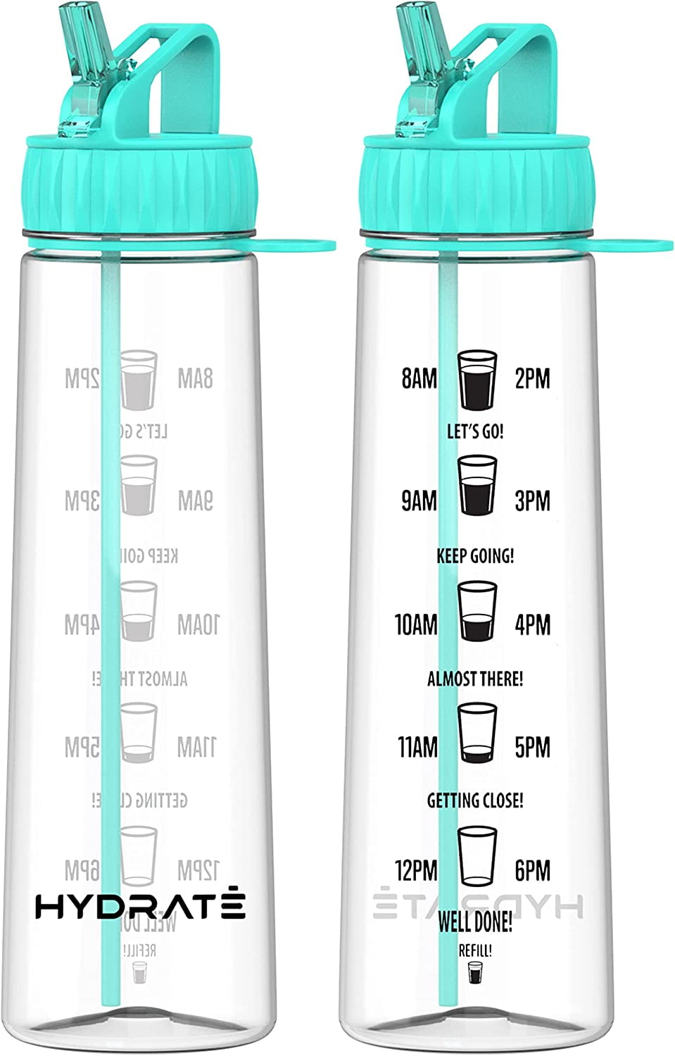900ml Water Bottle With Straw And Motivational Time Markings, Bpa Free ...