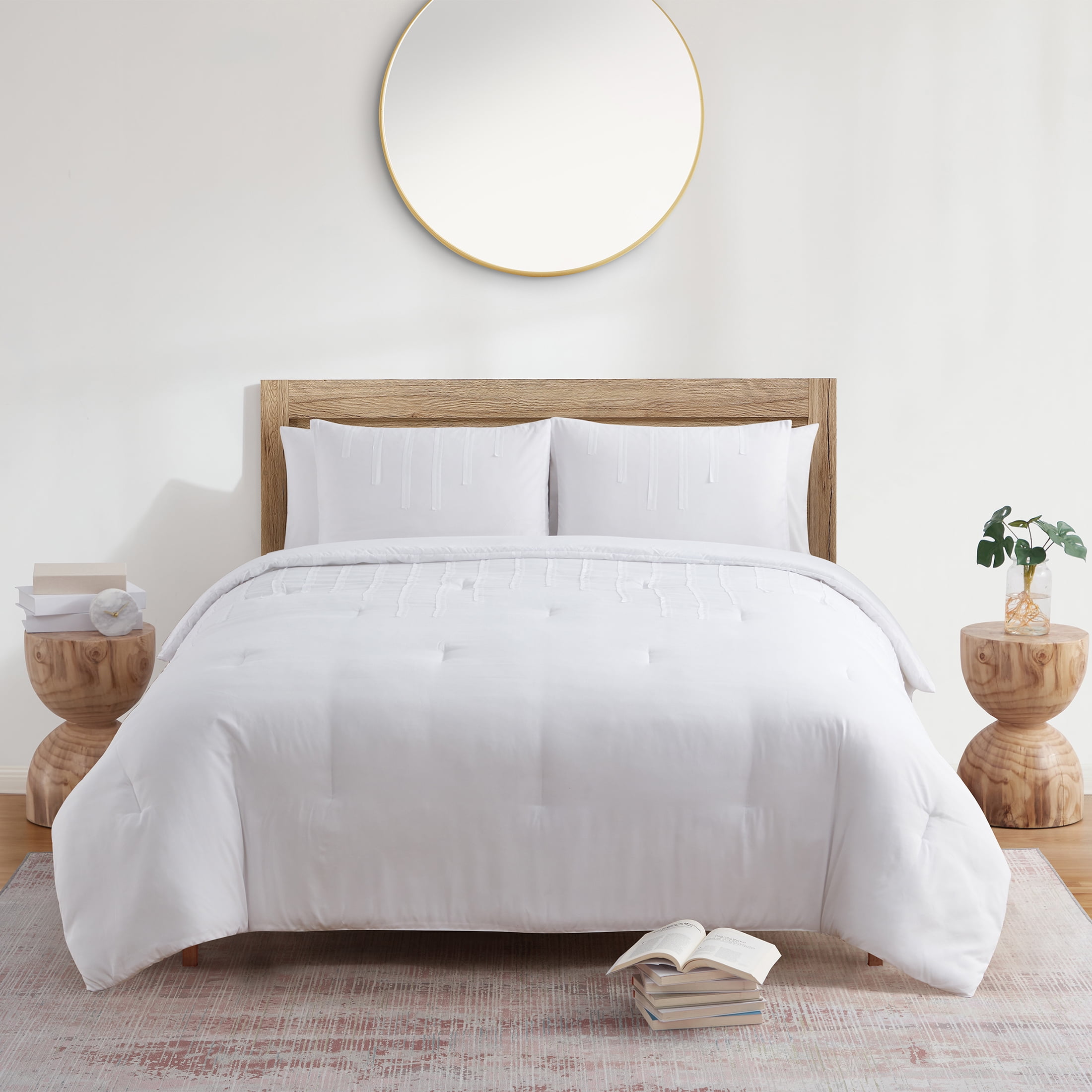 Jade + Oake Ridney 3-Piece White Striped Comforter Set, King - Walmart.com