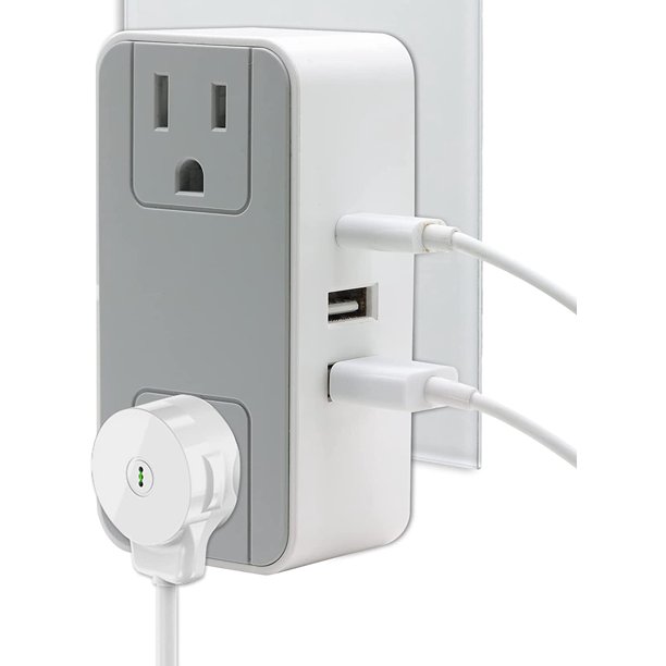 BSEED Mini Surge Protector with USB Charger,2 Outlet Extender with 3 ...