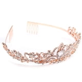 Xiao Hua Rose Gold Diamond Crown Princess Elegant Crown with Comb Women ...