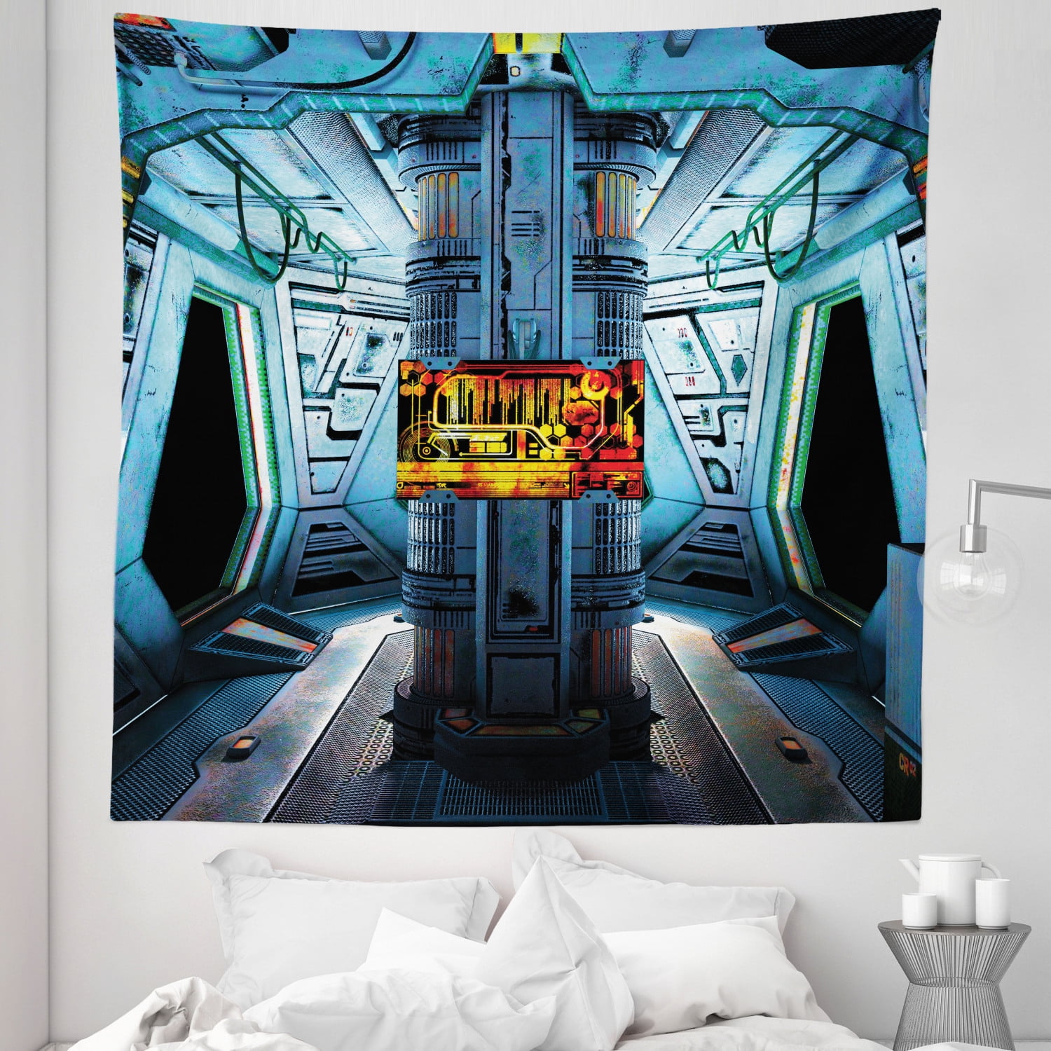 Outer Space Tapestry, Space Ship Station Base Control Room Technology ...