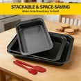 Baking Sheet Pan Set, Nonstick Stackable Multi-Depth Oven Bakeware ...
